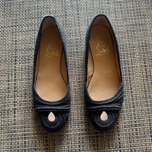 Christian Louboutin | Shoes | Christian Louboutin Grey Wool Cutout ...